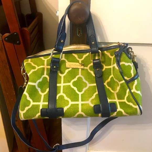 Spartina 449 | Bags | Spartina 449 Satchel Green And Navy | Poshmark
